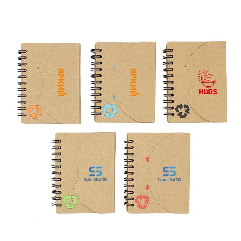 ECO-FRIENDLY NOTEBOOK WITH CURVED FLAP CLOSURE