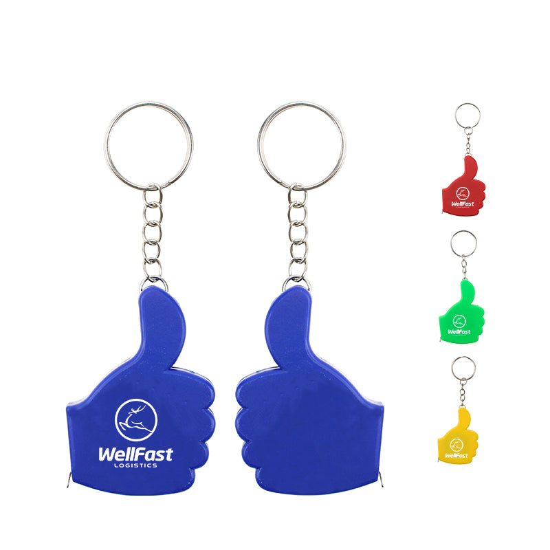THUMBS UP KEYCHAIN WITH TAPE MEASURE
